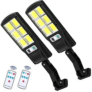 Dollcora Solar Lights Outdoor Motion Sensor, 6000 Lumens 120 LED 3 Modes Waterproof Security Solar Street Flood Lighs Wall Lamp for Garden Door Yard Pathway Porch Patio (2-Pack)