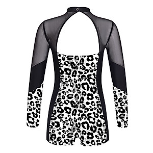 Nikiikoo Kids Girls Long Sleeves Gymnastics Leotards Shorts Dance Unitard Biketards Active Tumbling Outfit Black 8 Years