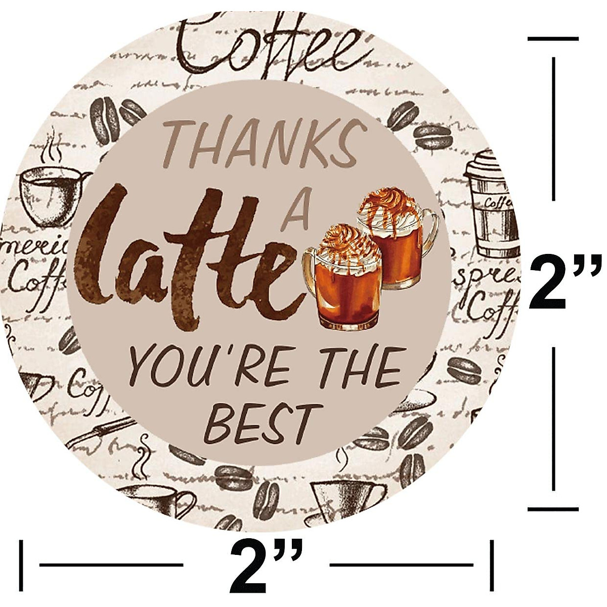Thanks A Latte Christmas Coffee Themed Thank You Labels 2 Inch You are The Best Coffe Theme Customer Appreciation Stickers for Small Businesses Envelope Seals,Goodie Bags 500 Pcs Per Roll
