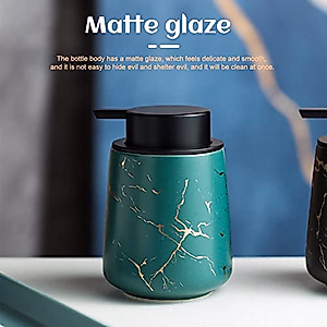 Beuway 12Oz Foam Hand Soap Dispenser,Ceramic Lotion Hand Soap Dispenser Countertop Foaming Soap Dispenser for Kitchen or Bathroom (Marbling green)