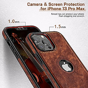 LOHASIC Logo Visible for iPhone 13 Pro Max Case, Premium Leather Slim Luxury Elegant PU Flexible Non-Slip Grip Protective Cover Men Women Phone Cases for iPhone 13 Pro Max 6.7" (2021) - Brown