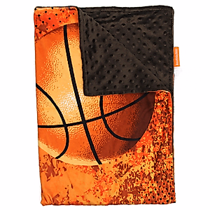 Dear Baby Gear Deluxe Baby Blankets, Custom Minky Print Basketball, 38 Inches by 29 Inches