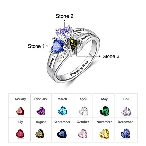 Jewelstruck Mothers Day Gifts from Daughter Personalized Mothers Name Rings with 3 Birthstones for Mom Grandma Anniversary Family Rings for Grandmother Mom Women Birthday (9)