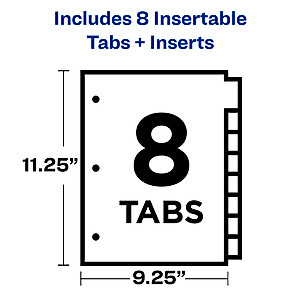 Avery Big Tab Insertable Dividers, Buff Paper, 8 Multicolor Tabs, 1 Set (23284)