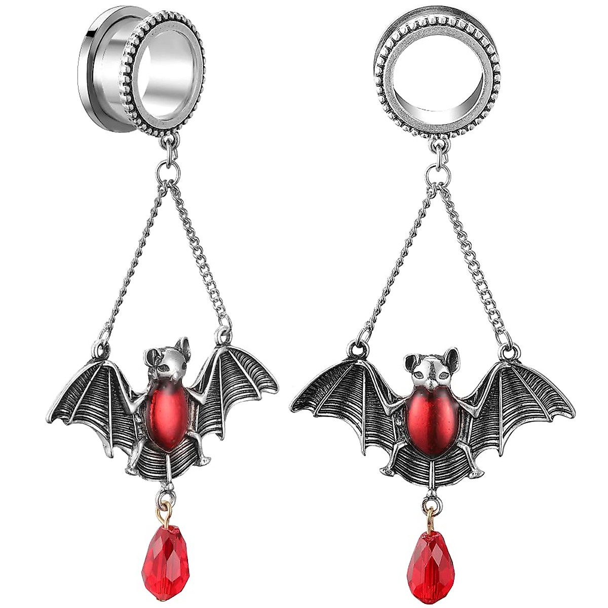 TBOSEN 6PCS Set Stainless Steel Retro Large Dangle Bridal Ear Gauges Tunnels Plug Stretching Tapers Screw Fit Tunnels 2g-1" in 6mm-25mm(00g)