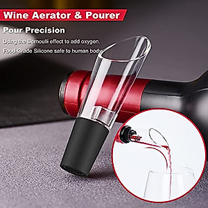 SCHACHUP Electric Wine Bottle Opener,Automatic Wine Opener Set,Wine Corkscrew with Wine Vacuum stopper, Wine Aerator Pourer and Foil Cutter Set for Home Kitchen Party Bar Wedding, gift in Black