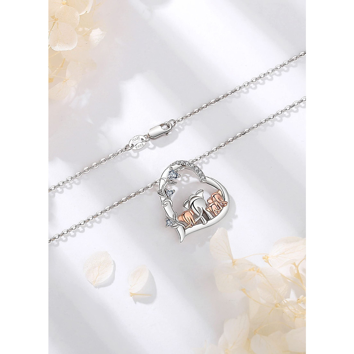 CELESTIA Sterling Silver Elephant Necklace for Women Mother and Daughter Elephant Pendant Jewelry Elephant Gifts for Women Bonus Mom Grandma Wife Aunt