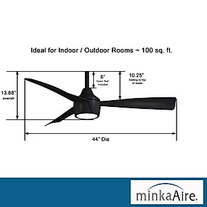 MINKA-AIRE Skinnie 44" Outdoor LED Ceiling Fan F625L-CL - Coal