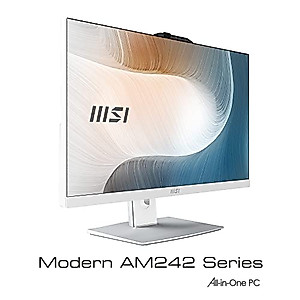 MSI Modern AM242TP AIO Desktop, 23.8" FHD Touchscreen, Intel Core i7-1165G7, 16GB Memory, 512GB SSD, WiFi 6, BT 5.1, FHD Webcam, White, Windows 10 Home (11M-487US)