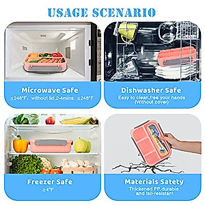 Vensp Adult Lunch Bento Box, lunch Boxes for School, Toddler/Kids/Adults, 1300ml-with 4 Compartments&Fork, Leak-Proof, Men Women lunch box, Microwave/Dishwasher/Freezer Safe, Bpa-Free(Pink)