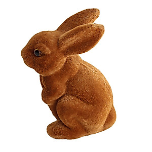 Miaaim Easter Artificial Moss Bunny Furry Flocked Standing Rabbit Miniatures Figurine Easter Table Ornament Holiday Party Decoration Garden Fairy Decor Yard Lawn Spring Ornament