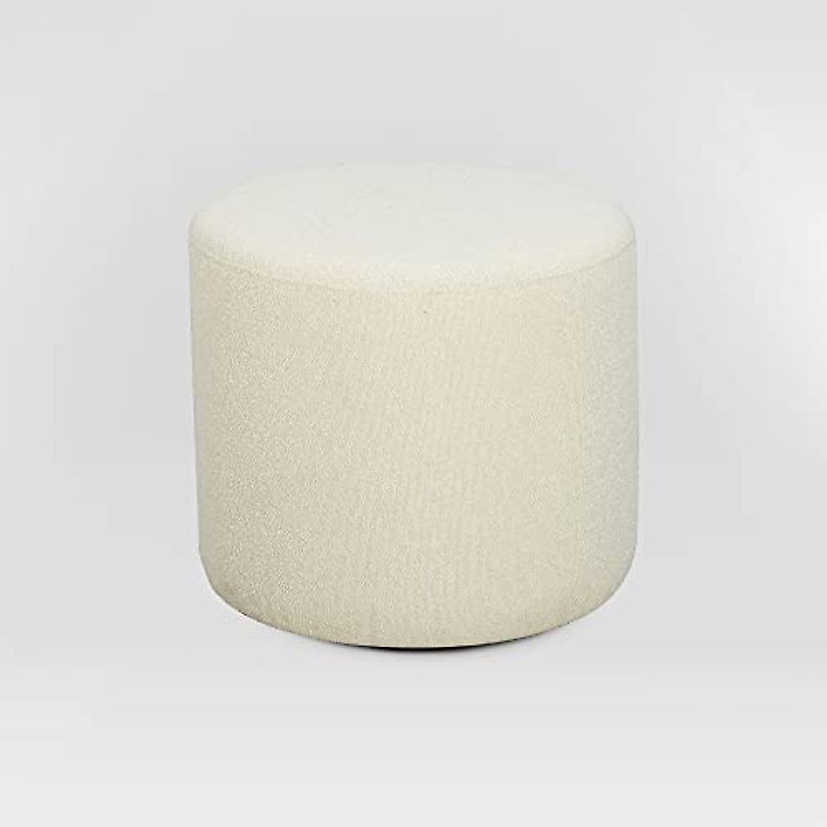Lifestyle Solutions 19” Wentworth Ottoman Round Elegant Boucle Fabric, Stationary Ottomans, Backless Chair, Footrest for Living Room, Footstool Office, Bedroom, Padded Seat, Snow White Ivory