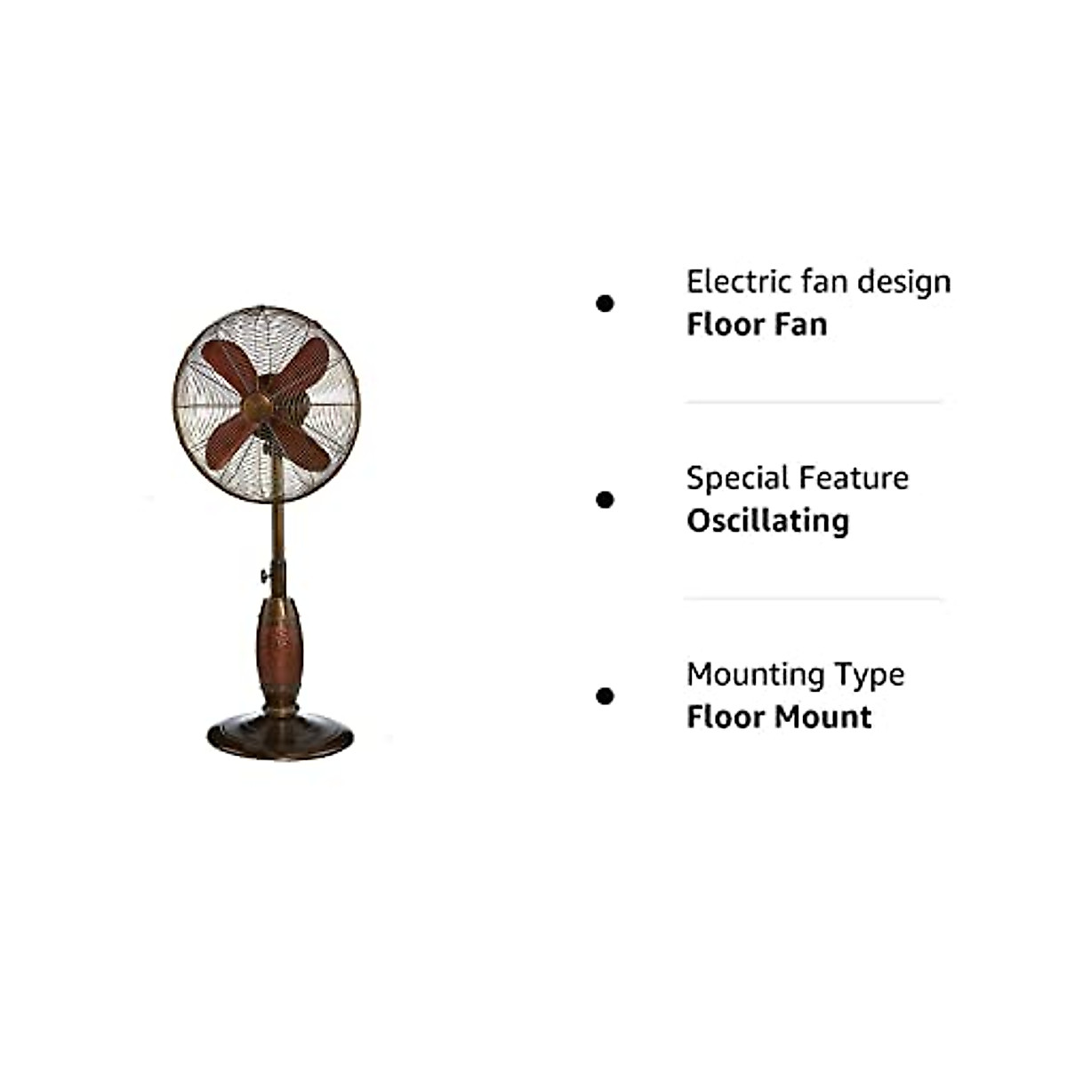 Designer Aire Oscillating Indoor/Outdoor Standing Floor Fan for Cooling Your Area Fast - 3-Speeds, Adjustable 40-51 Inches in Height, Fits Your Home Decor