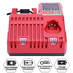 Elefly Replacement for Milwaukee M-12 M18 Battery Charger 48-59-1812, Compatible with Milwaukee 12V-18V M18 Battery 48-11-1852 48-11-1850 M-12 48-11-2460 48-11-2411