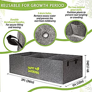 Fabric Grow Bags, 2-Pack Raised Garden Bed with Handle for Vegetable Herbs, Fabric Plant Pots Indoor Outdoor, 3 sq. ft.