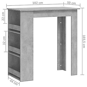 Bar Table with Storage Rack,Tall Table,Mid Century Modern Coffee Table,Rectangle Dining Table,Breakfast Bar Table,for Party, Kitchen, Living Room, Dining Room, Concrete Gray 40.2"x19.7"x40.7"
