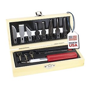 Woodworking Knife Set by Excel Blades - Precision Wood Carving Knife Set For Wood Carving, Scrapbooking, Model Kits and More - Craft Knife Bulk Set Includes Knife Handle, Blades, Routers and Gouges
