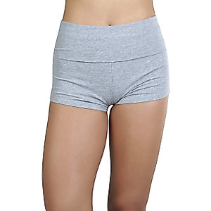 ToBeInStyle Women's Wide Waistband Rollover Yoga Shorts - Light Heather Grey - S