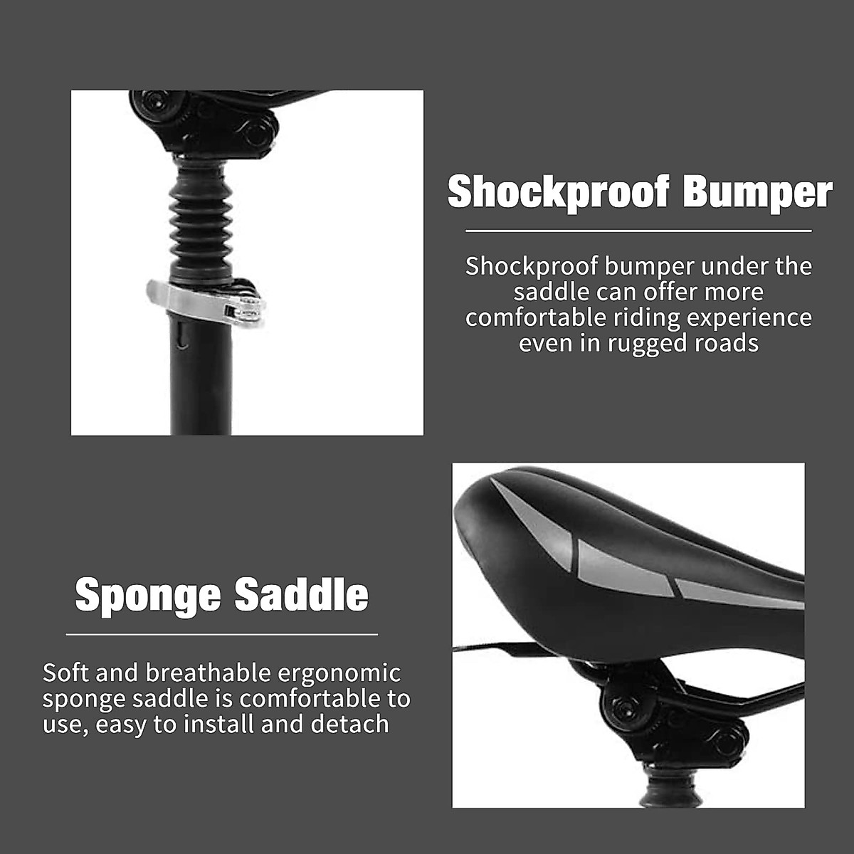 Electric Scooter with Seat Shock-Absorbing Scooter Accessories, Electric Skateboard Saddle for Xiaomi M365 Scooter, Adjustable Scooter Seat M365 Scooter Electric for Adults for Most Scooters (Black)