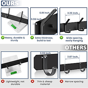 evory 2 Pack Coat Rack Wall Mount, 16.65 Inch Heavy Duty Metal Coat Wall Hooks for Hanging, Wall Hook Rack Coat Hanger for Purse Clothes Jacket Backpack Entryway Bathroom Kitchen, Matte Black