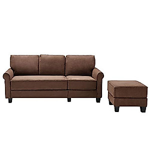 Nolany Reversible Sectional Sofa Couch for Small Apartment L Shape Sofa Couch 3-seat Sectional Corner Couch (Mahogany Brown)