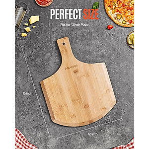 Pizza Peel 12 Inch, Natural Bamboo Pizza Peel Pizza Paddle Spatula Oven Accessory for Large Wood Pizza Board For Transferring & Serving, Wood Pizza Cutting Board for Cheese Bread Fruit Vegetabl