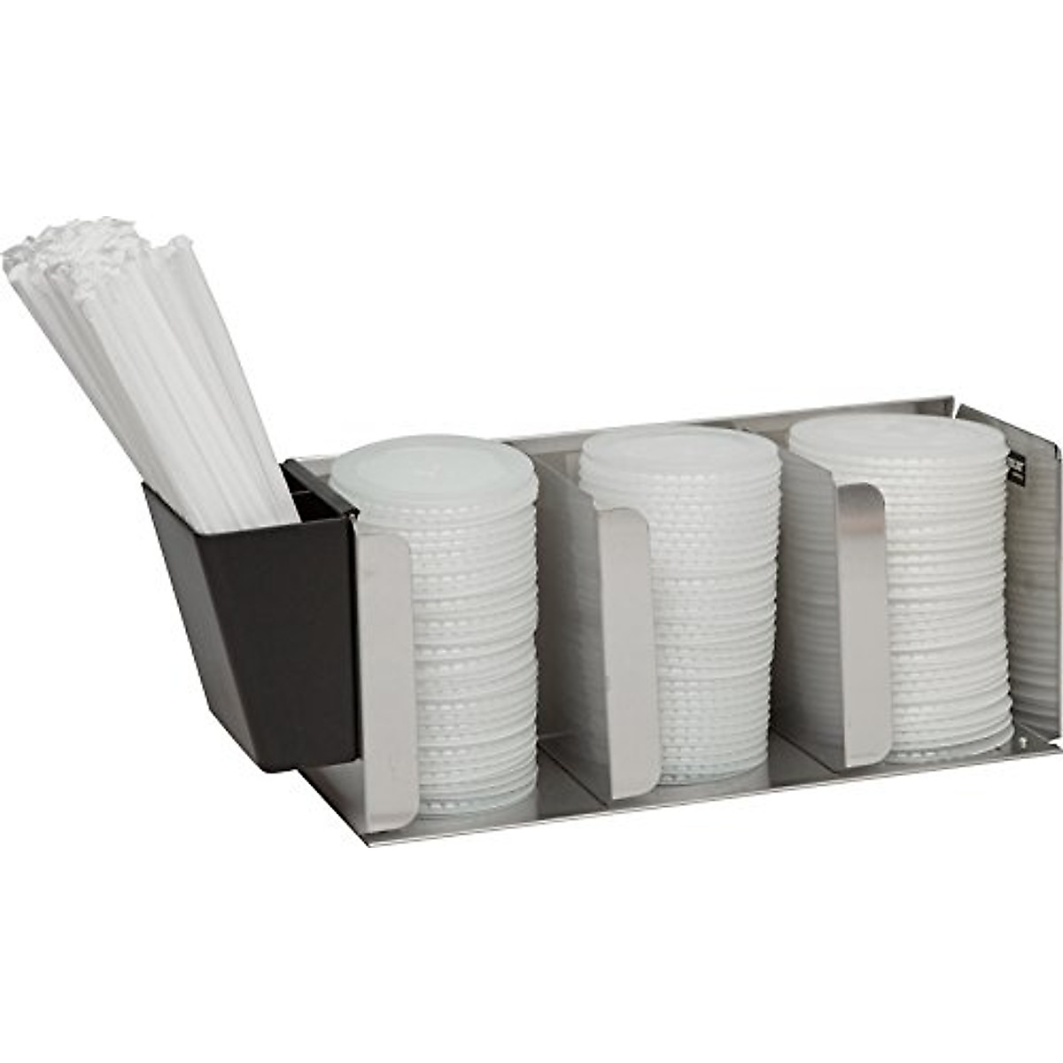 San Jamar Lid Organizer with Adjustable Dividers for Restaurants and Fast Food, Plastic, 14.5 Inches, Silver