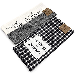 Kay Dee Designs Farmhouse, Happiness is Homemade & Bless This Home Tea Towel Kitchen Dishtowel Set, Classic Flat Tea Towel Ideal for Drying Glassware and Everyday Kitchen Tasks