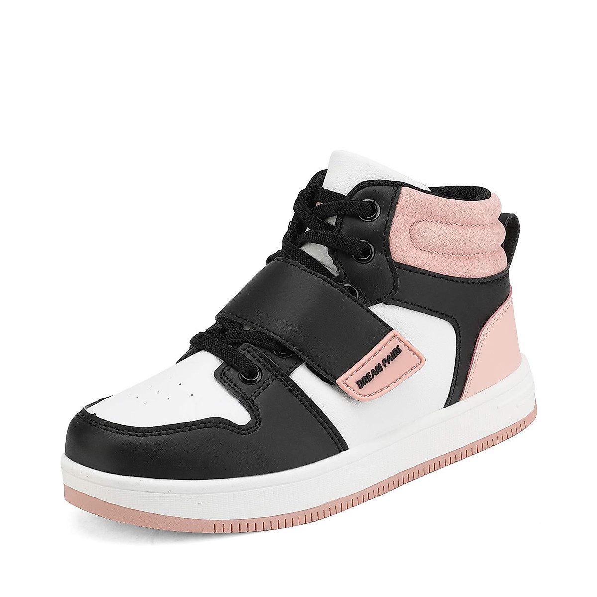 DREAM PAIRS Unisex-Child Freestyle-k, Black/White/Pink, 2 Little Kid