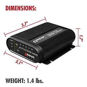 Wagan EL7410 12V 25A DC to DC Battery Charger with Solar Input MPPT Controller for SLA, Flooded, Gel, AGM, Calcium and Lithium, Using Multi-Stage Charging in RVs, Vehicles, Boats and Yachts