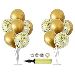 Balloon Stand, Gold Balloon Centerpieces for Tables, Graduation Party Decorations Baby Shower Engagement 1st 2nd 16th 18th 21th 30th 40th 50th 60th 70th 80th 90th 100th Birthday Decorations, Set of 2