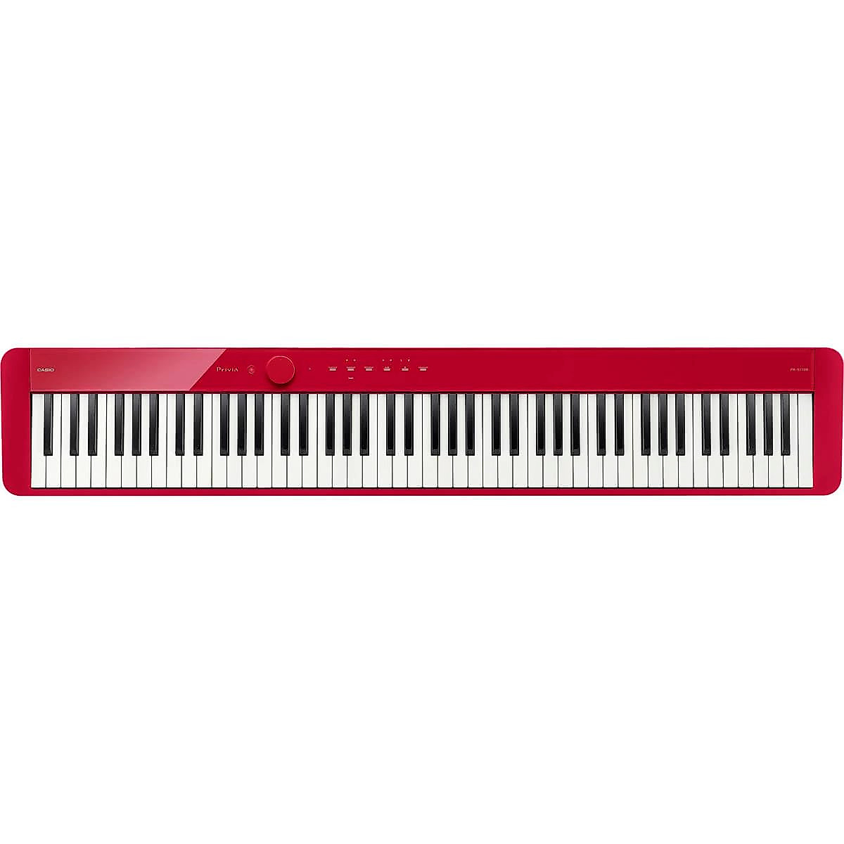 Casio PX-S1100 Privia 88-Key Slim Stage Portable Digital Piano with Bluetooth Adapter, Black Bundle with Studio Headphones, Keyboard Stand, Bench, Sustain Pedal (White) (Red) (Red)