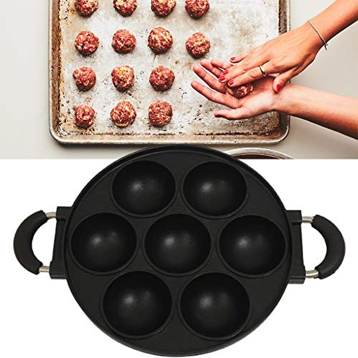 Dsxnklnd 7-Hole Cake Cooking Pan Cast Iron Omelette Pan Non-Stick Cooking Pot