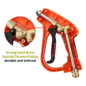 Sooprinse High Pressure Washer Gun, Power Washer Gun with Replacement Extension Wand, 5 Nozzles Tips, M22 Fitting, 37 Inch, 3000 PSI, Orange
