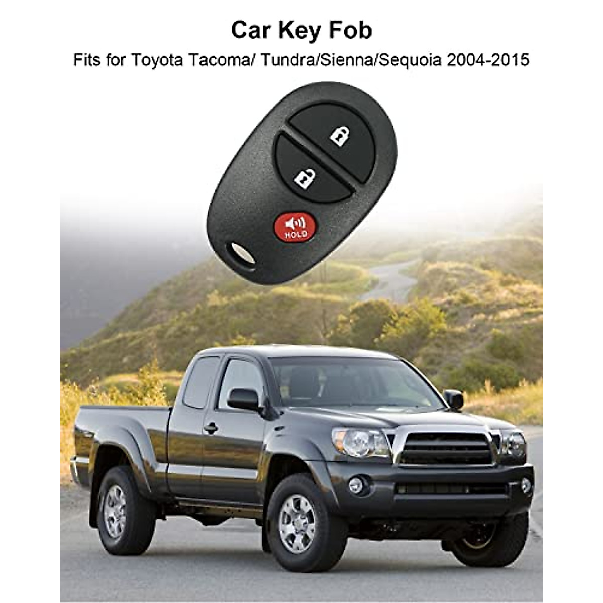 Key Fob Keyless Entry Remote fits for Tacoma Tundra Sienna Sequoia Highlander 2004-2015 Replacement Remote Control 3 Buttons Car Key FCC: GQ43VT20T-2 Packs Set of 2