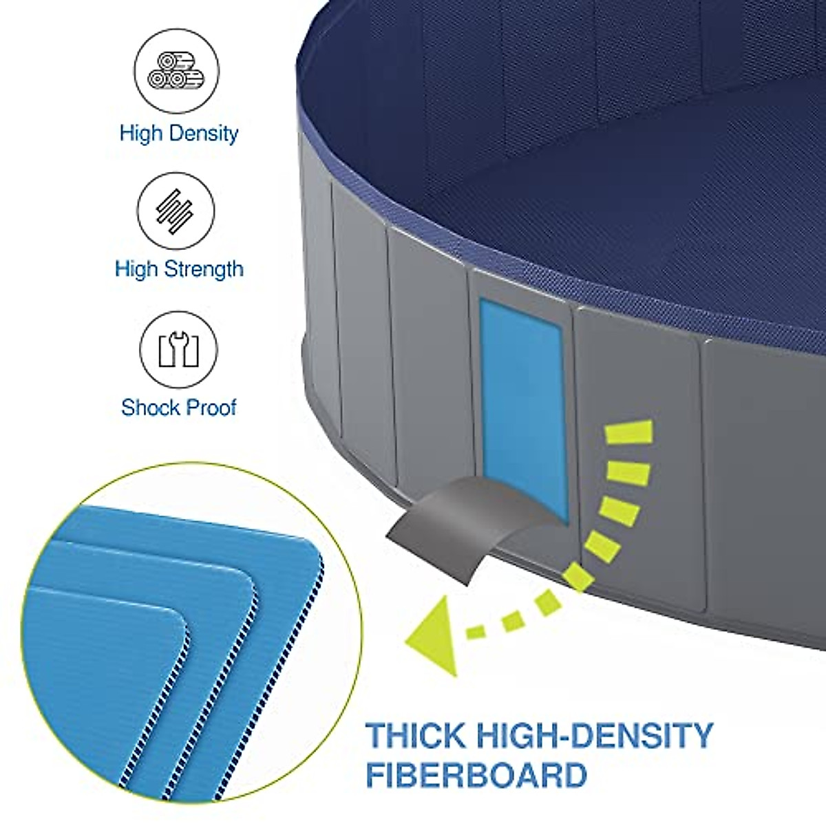 Niubya Foldable Dog Swimming Pool, Collapsible Hard Plastic, Portable Bath Tub for Pets Dogs and Cats, Pet Wading Pool for Indoor and Outdoor, 71 x 12 Inches