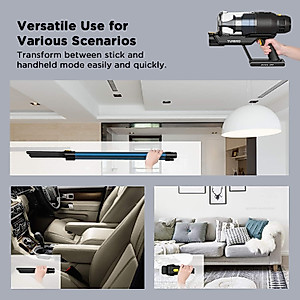 TURBRO Jeeves J22 Cordless Vacuum Cleaner 22kPa Powerful Vac w/Brushless Motor, Stick and Handheld 2-in-1, Wall-Mount, 3X Suction Modes, up to 50 min Runtime, Black