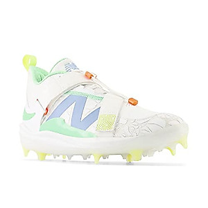 New Balance Unisex FuelCell Lindor V2 Comp Baseball Shoe, Optic White/Neon Dragonfly/Electric Jade, 8 US Men