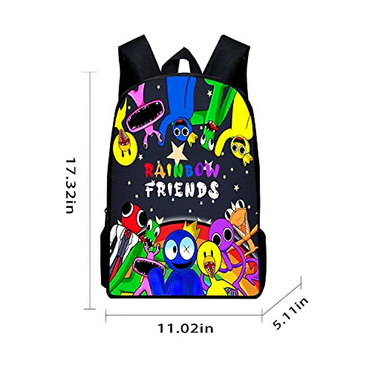 Ksyzaif Cartoon Backpack 3 Piece Set Anime Rainbow Laptop Bags for Unisex Fashion Daypack with Lunch Box Pencil Case Casual Travel 17In