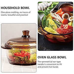 DOITOOL Glass Casserole with Lid Round Clear Baking Dish Heat Resistant Easy Grab Cooking Bowls Soup Serving Bowl Food Storage Containers for Noodle Soup Salad Light Brown