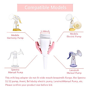 Breastmilk Storage Bag Adapters for Medela Harmony Pump, with Universal Extended Tube to Pump into All Breastmilk Storage Bags, BPA Free Material, 2 Pack