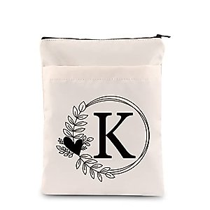 HOLLP Alphabet Book Cover A/C/J/K/M/Letter Initial Waterproof Zipper PouchInitial English Book Sleeve(K-Book Sleeve)
