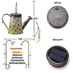 Nixby Removable Solar Watering Can with Lights Outdoor,Hanging Solar Lantern,Metal .Waterproof Garden Lights Decorations Mother's Day Gift Lights Outdoor Decorative 90 LED Light Sources, Warm White