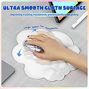 Gaming Mouse Pad Wrist Rest,Ergonomic Cloud Wrist Rest Mousepad with Gel Memory Foam,Non-Slip Rubber Base,Comfortable Mouse Pad for Home Office,Laptop,Mac,Lightweight,Easy Pain Relief (Cloud White)