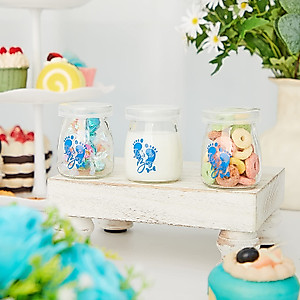 Tanlade 24 Pcs It's a Boy Mini Glass Jars 3.4oz Clear Yogurt Jars With PE Lids Baby Mini Jars Shower Party Favors Boy Baby Shower Decorations Centerpieces