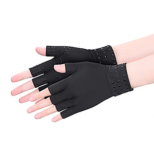 ITODA Compression Wrist Brace Gloves Fingerless Night Sleep Hand Support Computer Typing Non-Slip Elastic Breathable Thumb Wrap for Sports, Gym, Weightlifting, Strain, Joint