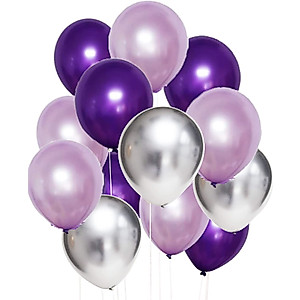 Birthday Party Decorations for Women Purple Silver Happy Birthday Banner Purple Balloons Polka Dot Paper Fans/Girl Purple Birthday/Women 40th/50th/60th Purple Birthday Party Decorations