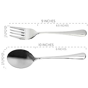 Cornucopia Serving Spoons & Large Serving Forks Set (4 pack, 2 of each); Buffet & Banquet Style Elegant Classic Serving Utensils