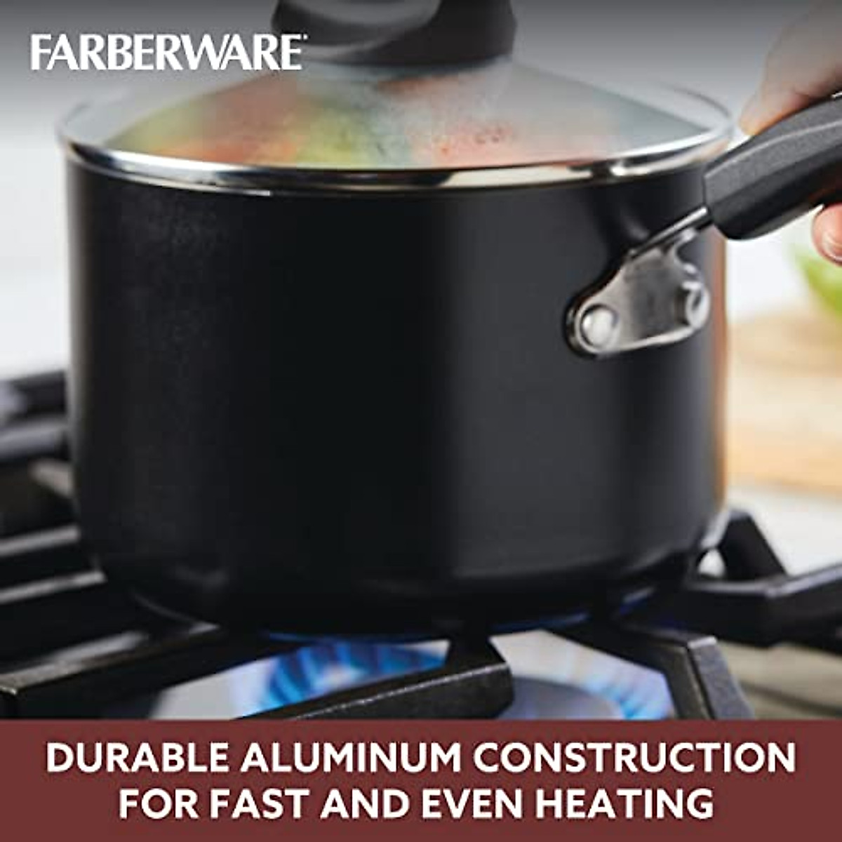 Farberware Smart Control Nonstick Sauce Pan/Saucepan with Lid, 2 Quart, Black