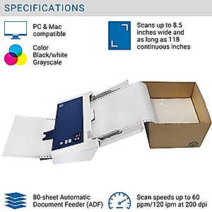 Visioneer Xerox DocuMate 6440 Duplex Document Scanner for PC and Mac, Automatic Document Feeder (ADF), white & navy (XDM6440-U)